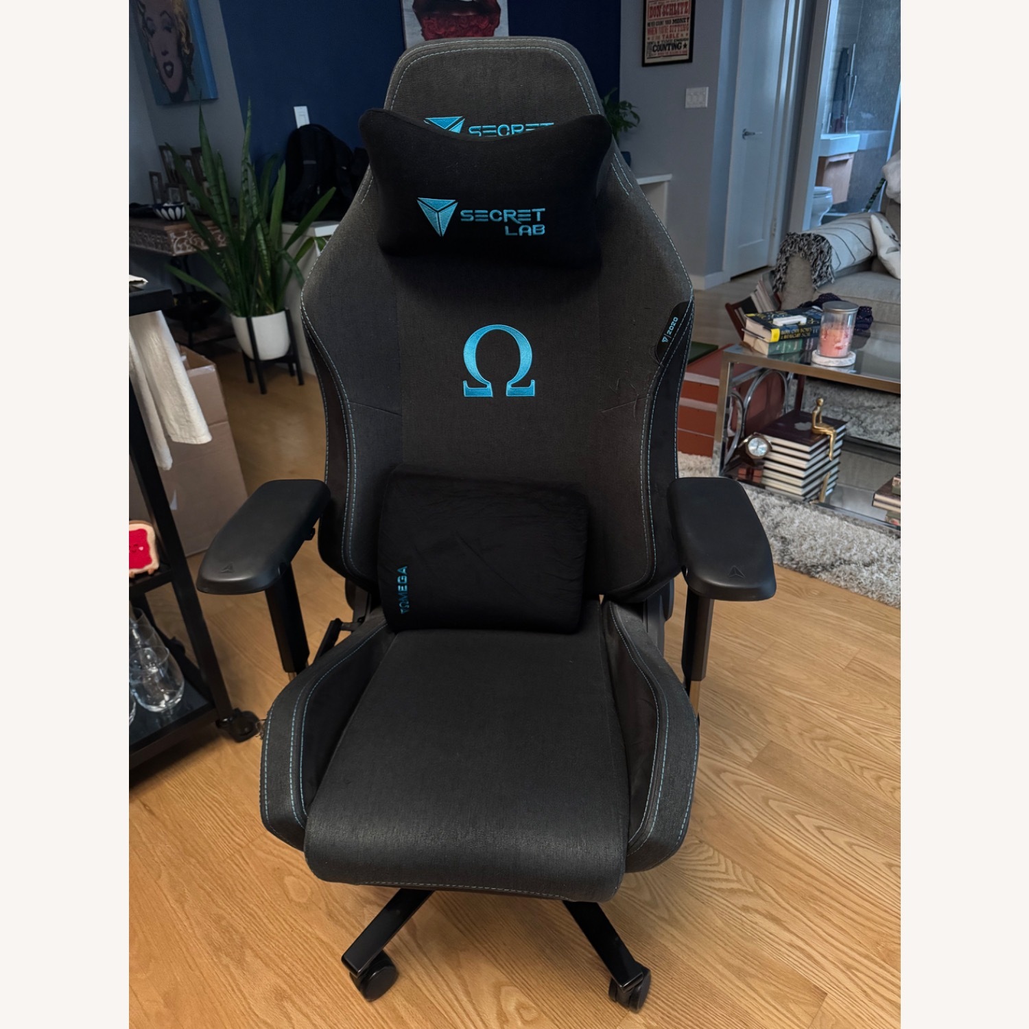 Secretlab Omega 2020 SoftWeave Charcoal Blue Chair - AptDeco