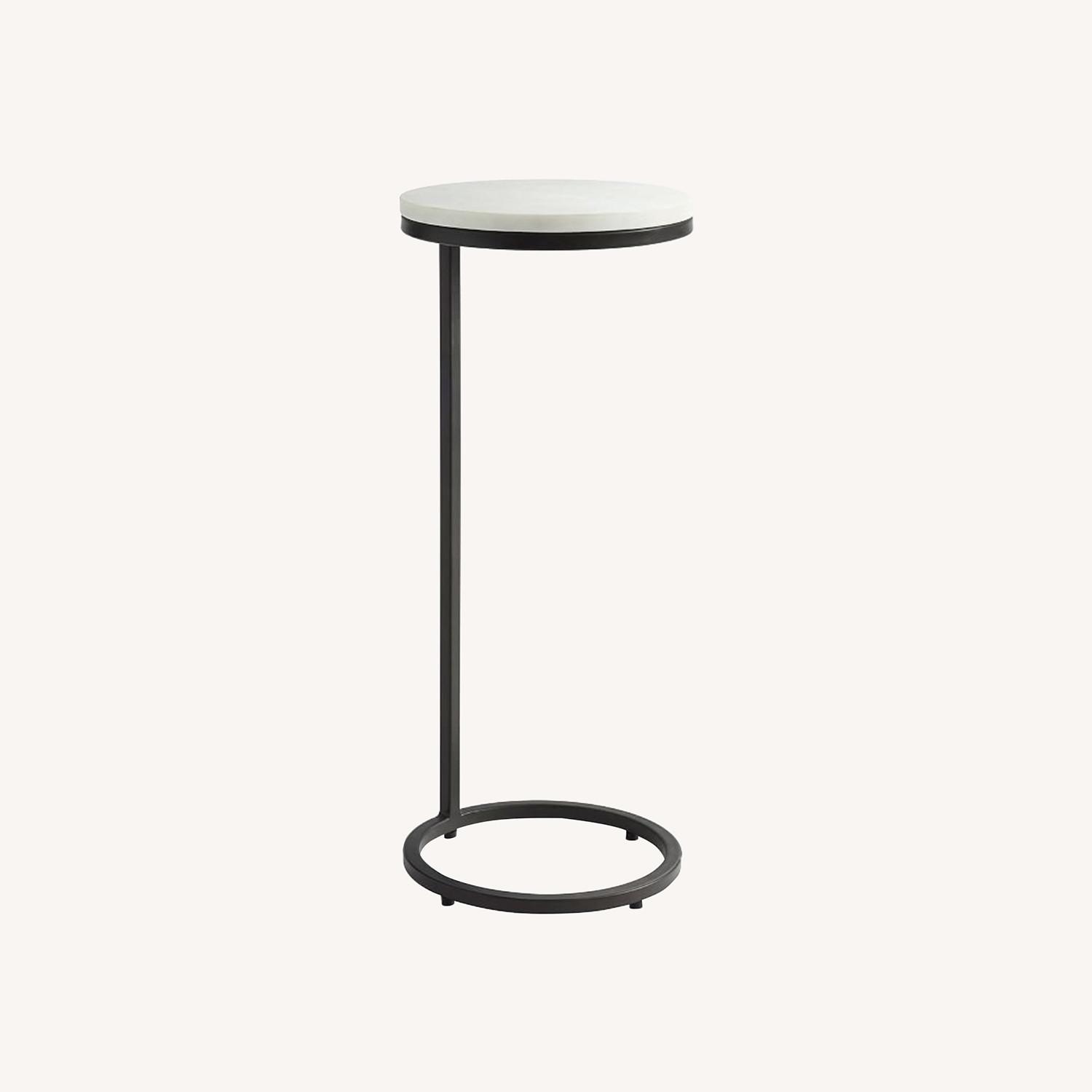 Pottery Barn Delaney Round Marble Side Table - AptDeco