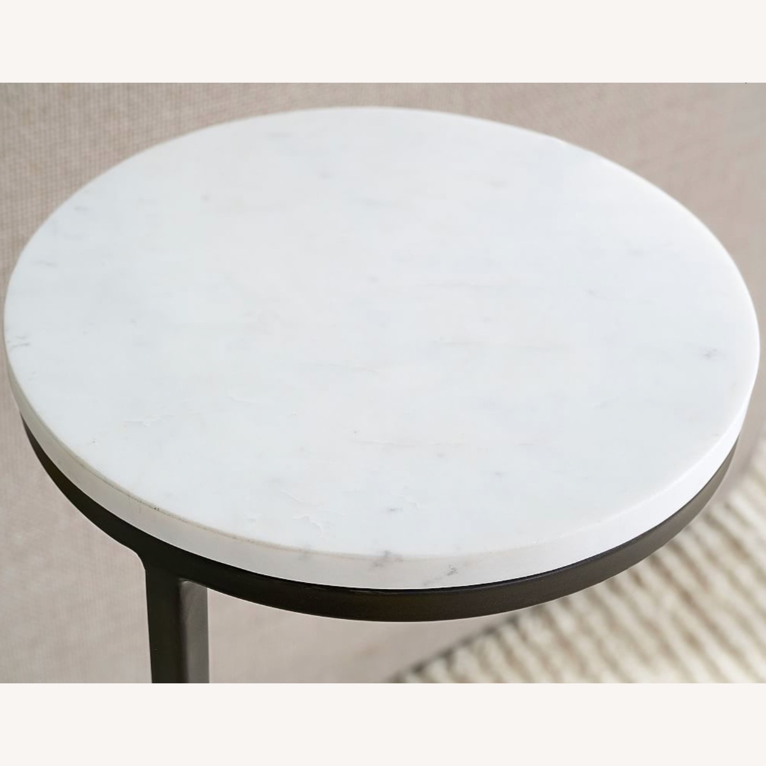 Pottery Barn Delaney Round Marble Side Table - AptDeco