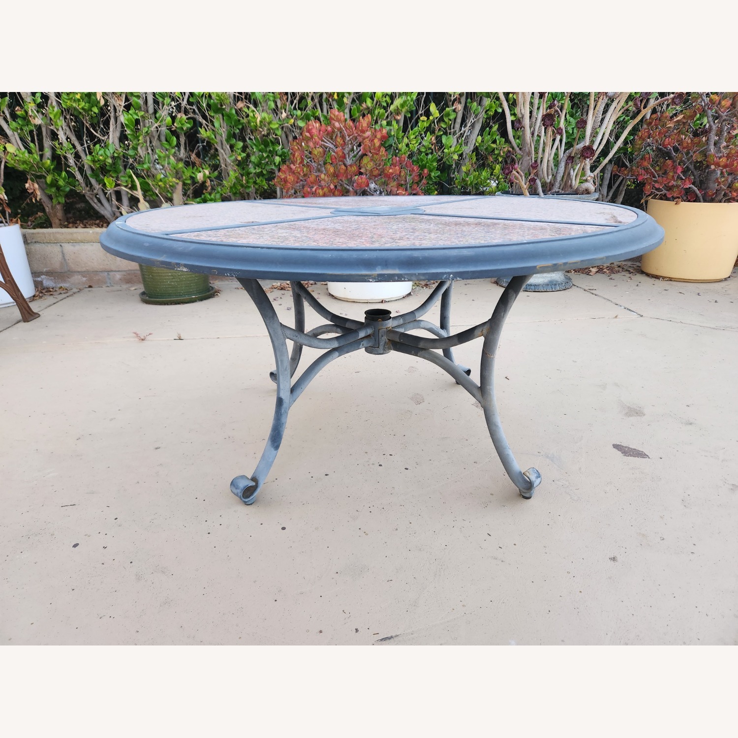 Low Round Granite Patio Accent Table - AptDeco