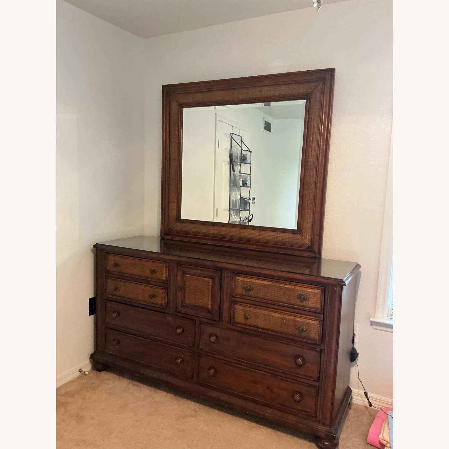 Dresser with Tropical Rattan Inserts - AptDeco