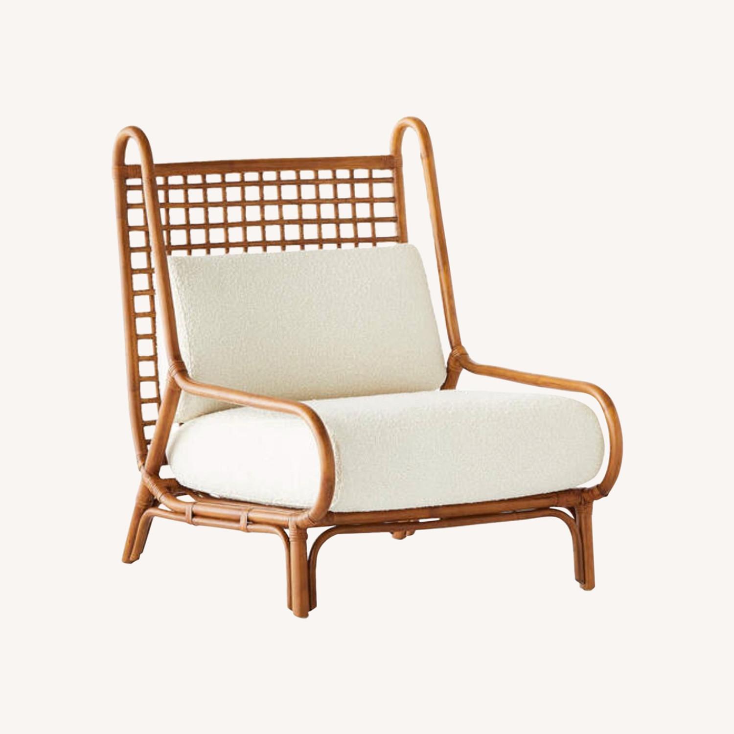 CB2 Ouen Rattan and Boucle Lounge Chair - AptDeco