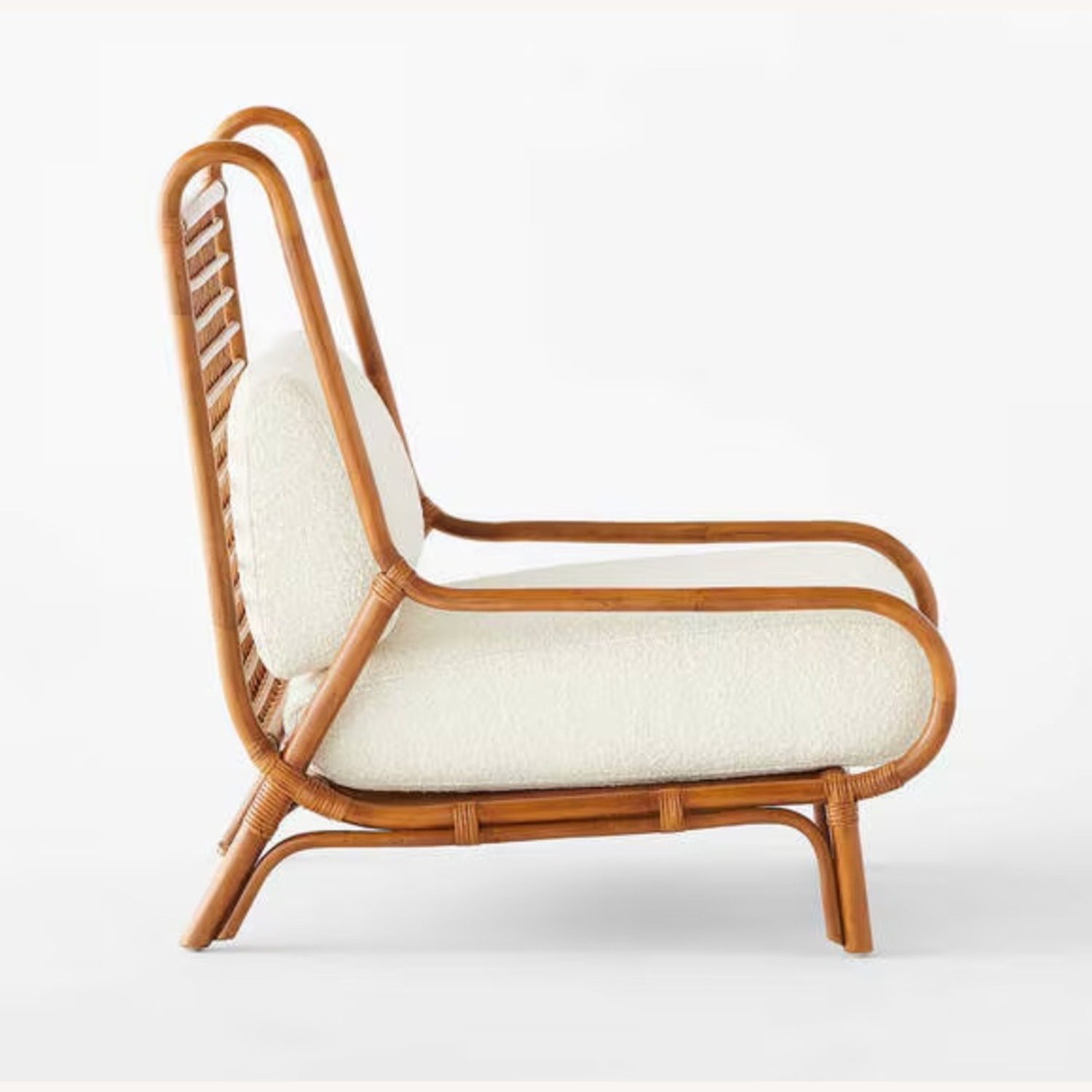 CB2 Ouen Rattan and Boucle Lounge Chair - AptDeco