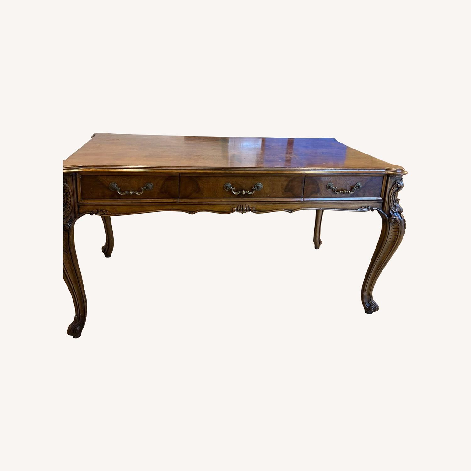 Brown Solid Wood Antique Writing Desk - AptDeco