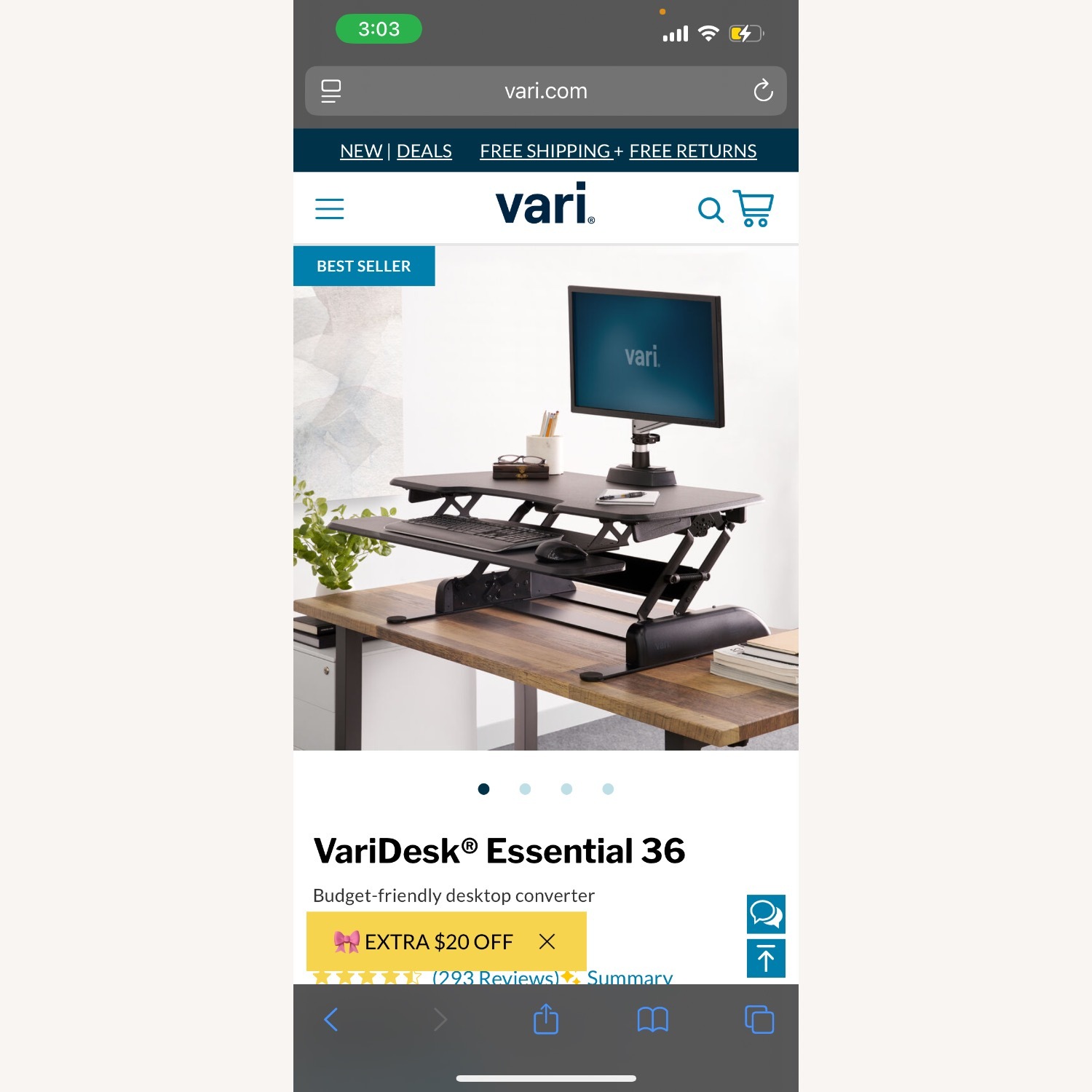 Black VariDesk Standing Desk Converter - AptDeco