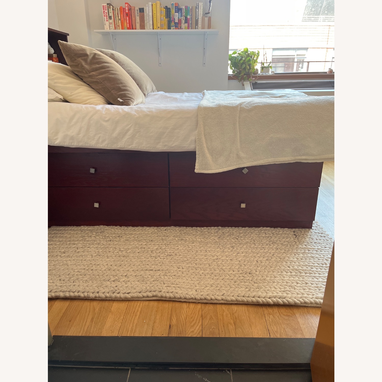 Full Solid Wood Storage Bed with Headboard - AptDeco
