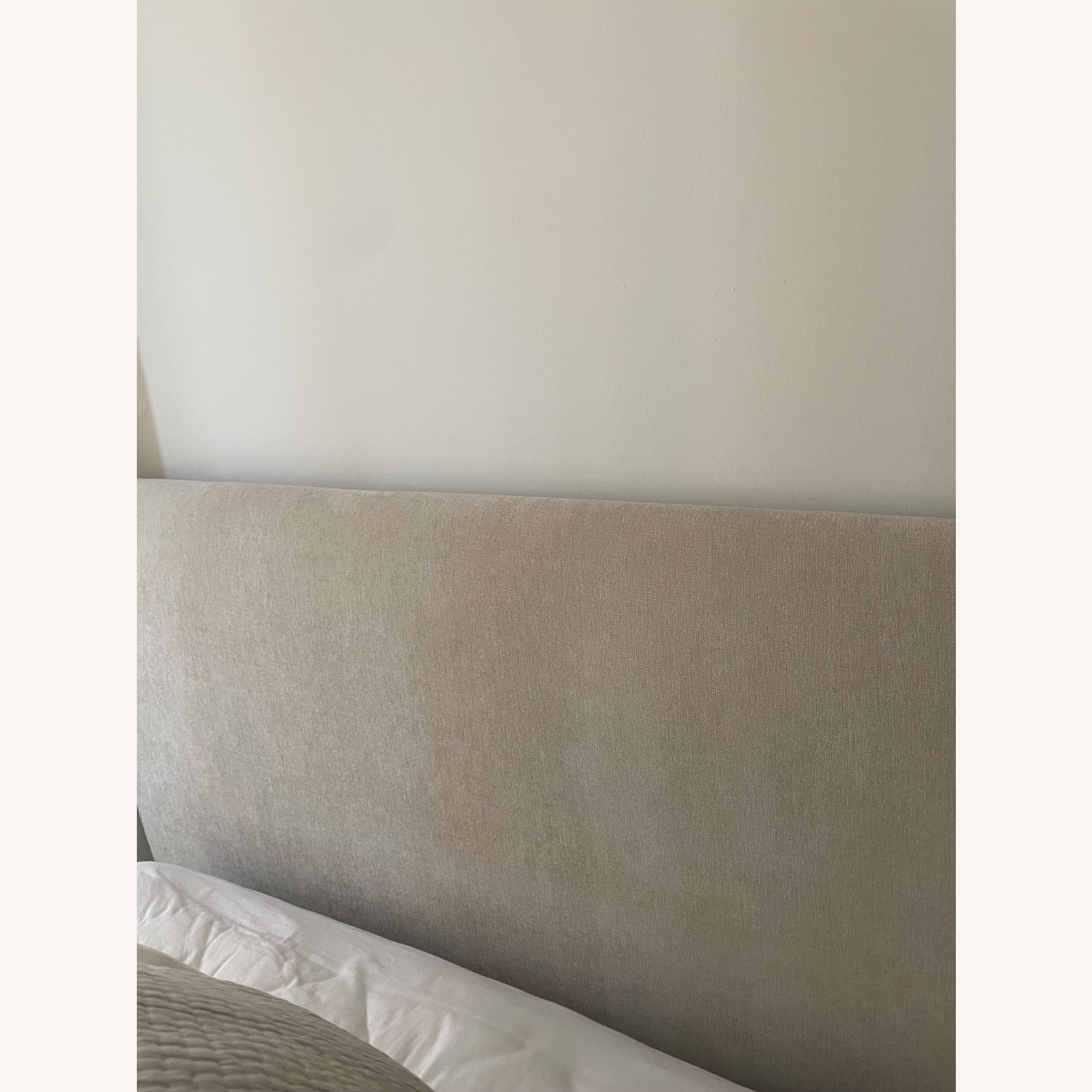 West Elm Andes Sand Velvet Distressed Queen Bed - AptDeco