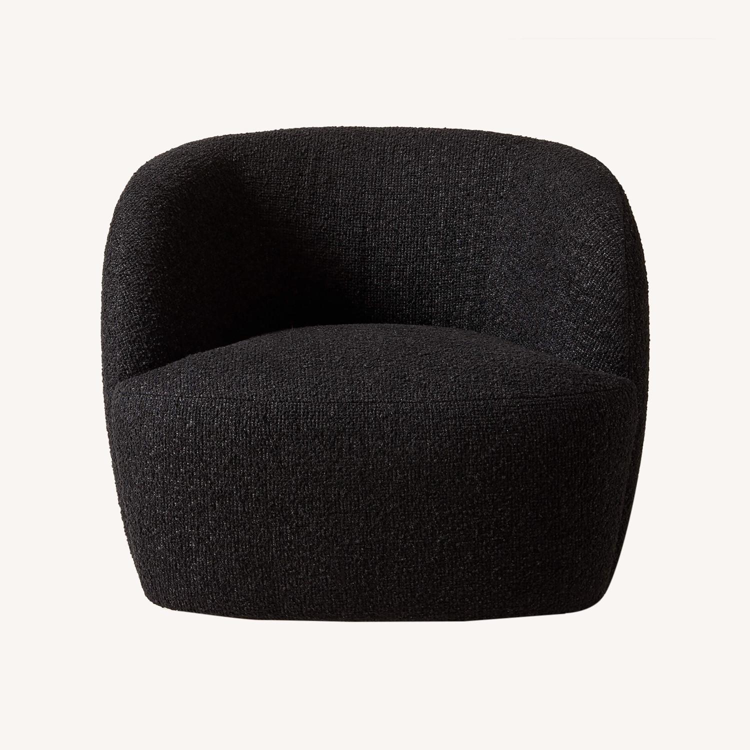 CB2 Gwyneth Swivel Chair – Black Bouclé - AptDeco
