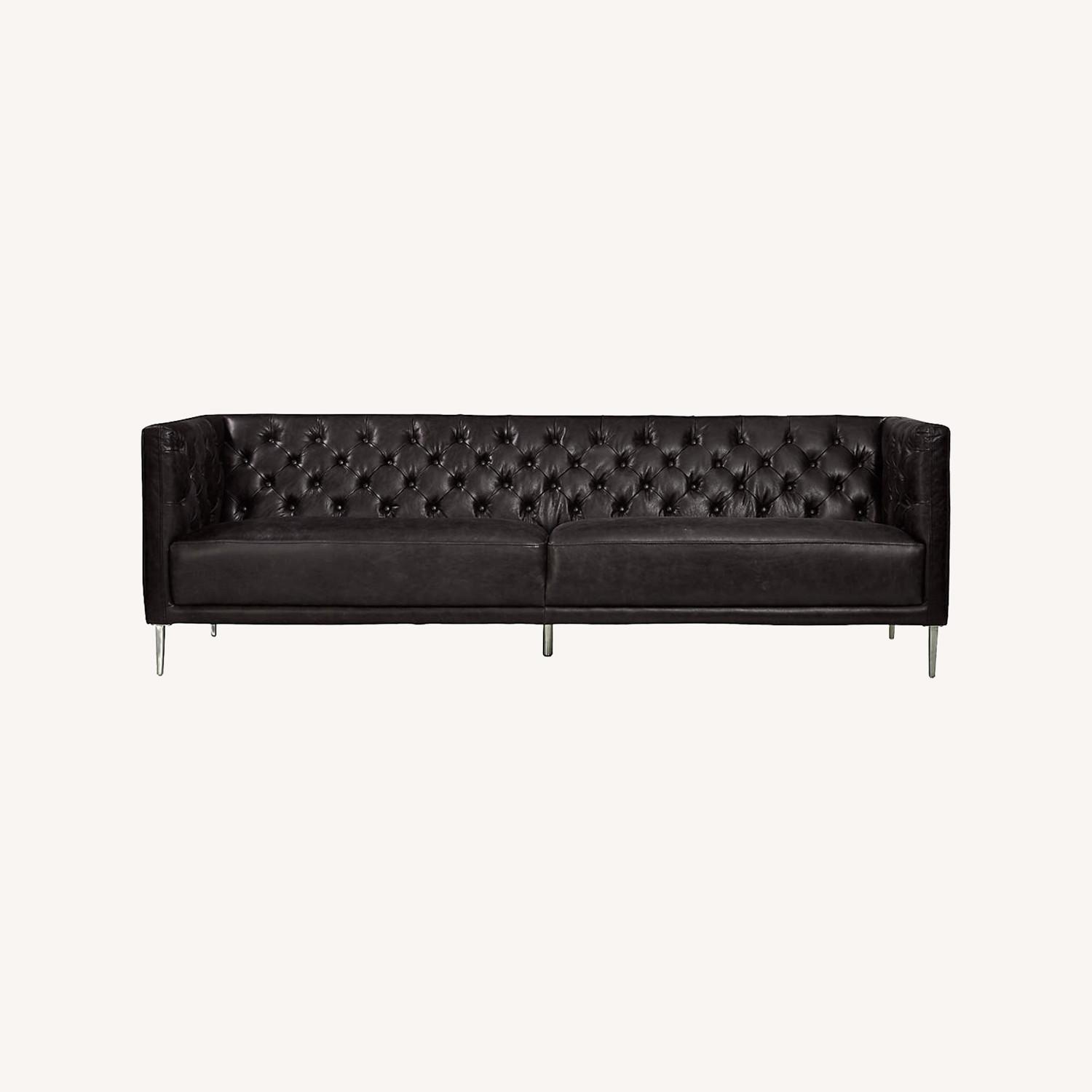 CB2 Savile Tufted Leather Sofa - AptDeco