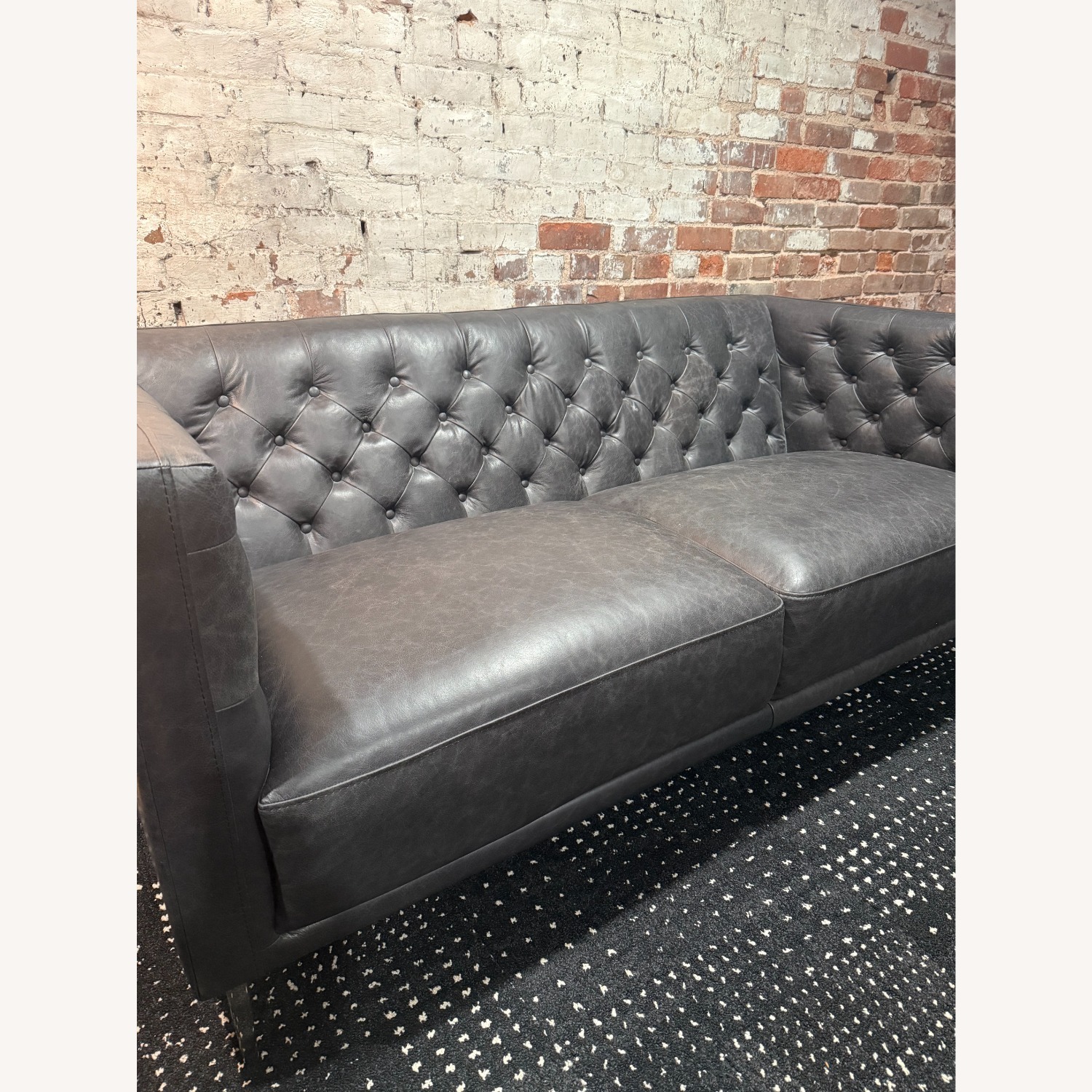 CB2 Savile Tufted Leather Sofa - AptDeco