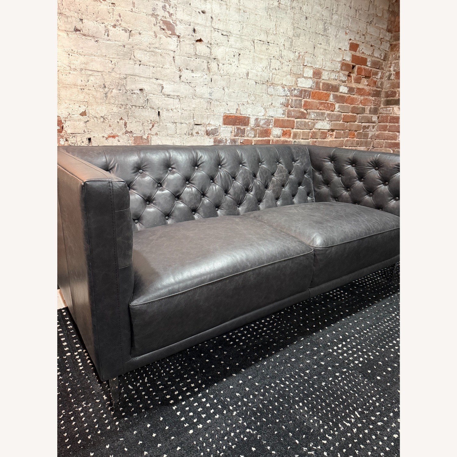CB2 Savile Tufted Leather Sofa - AptDeco