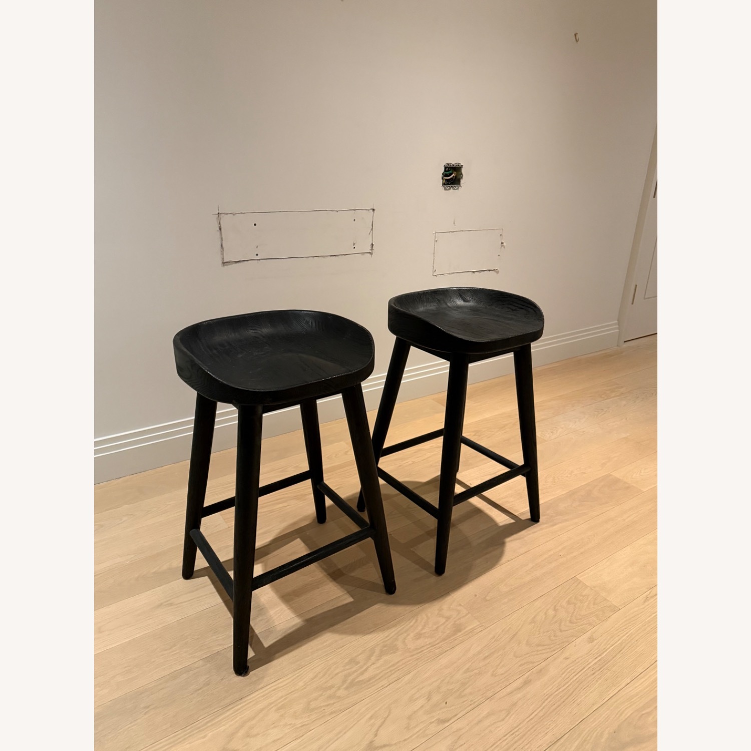 Restoration Hardware 1950S Danish Black Oak Counter Stools - AptDeco
