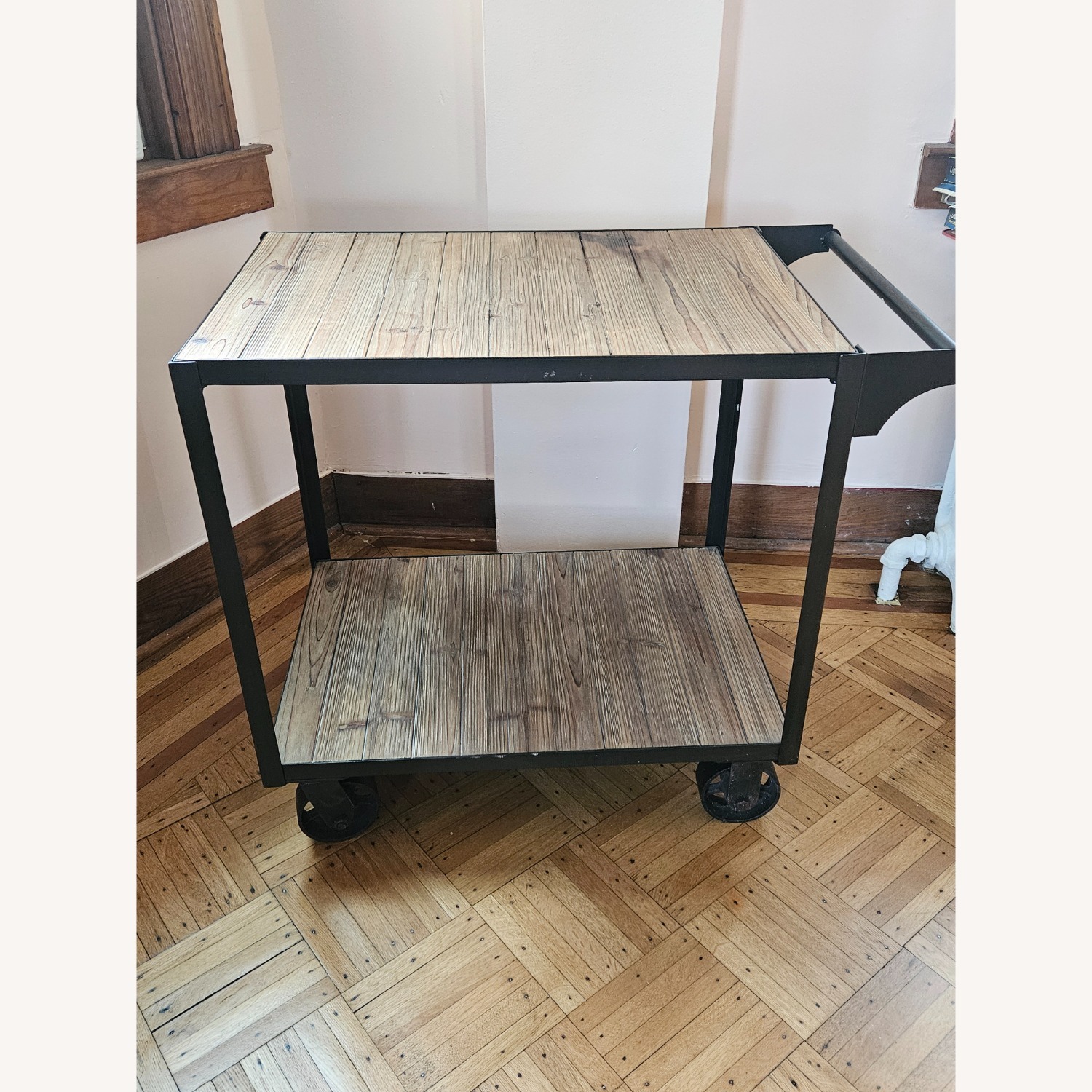 Metal Frame and Wheeled Serving Cart - AptDeco