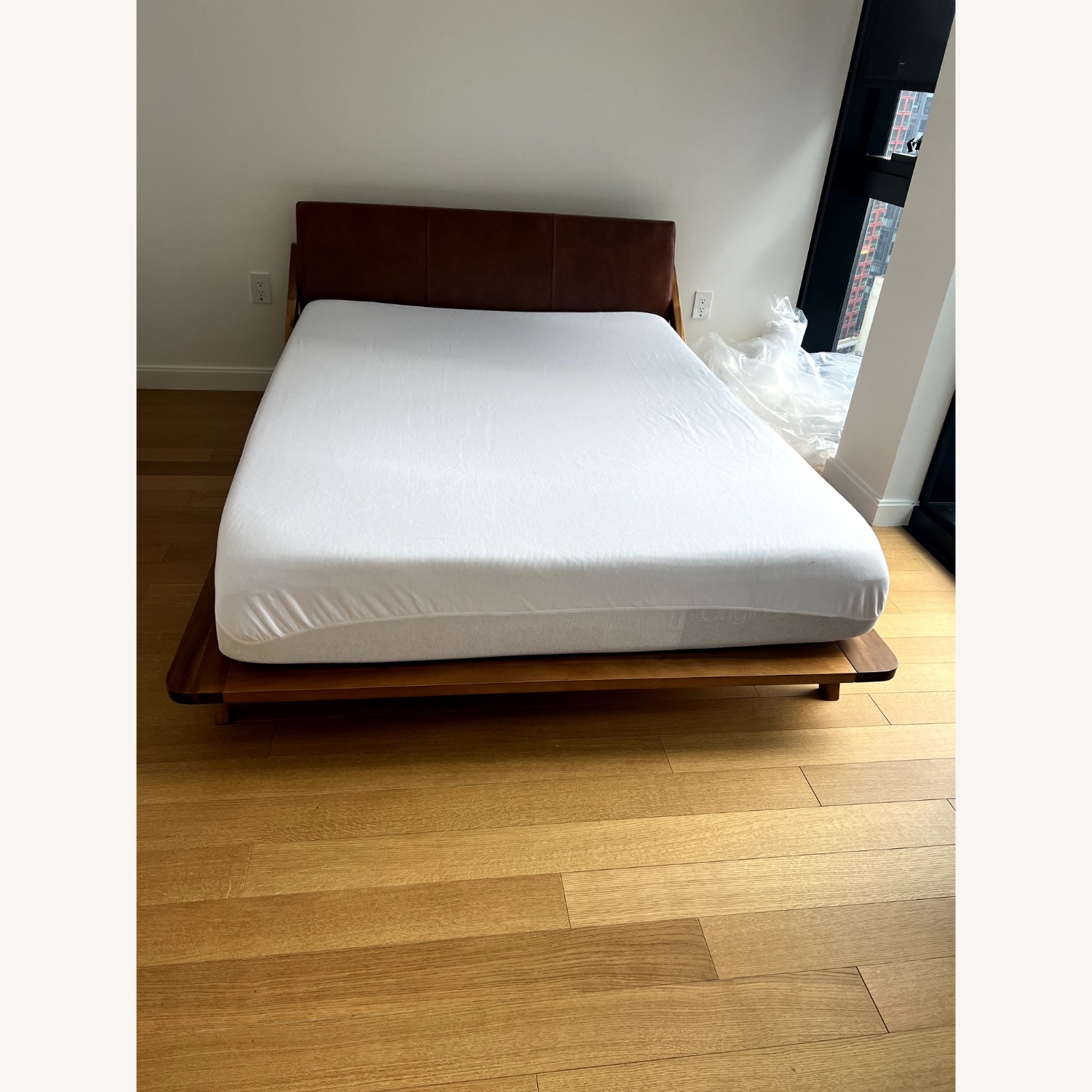 CB2 Drommen Leather Queen Bed - AptDeco