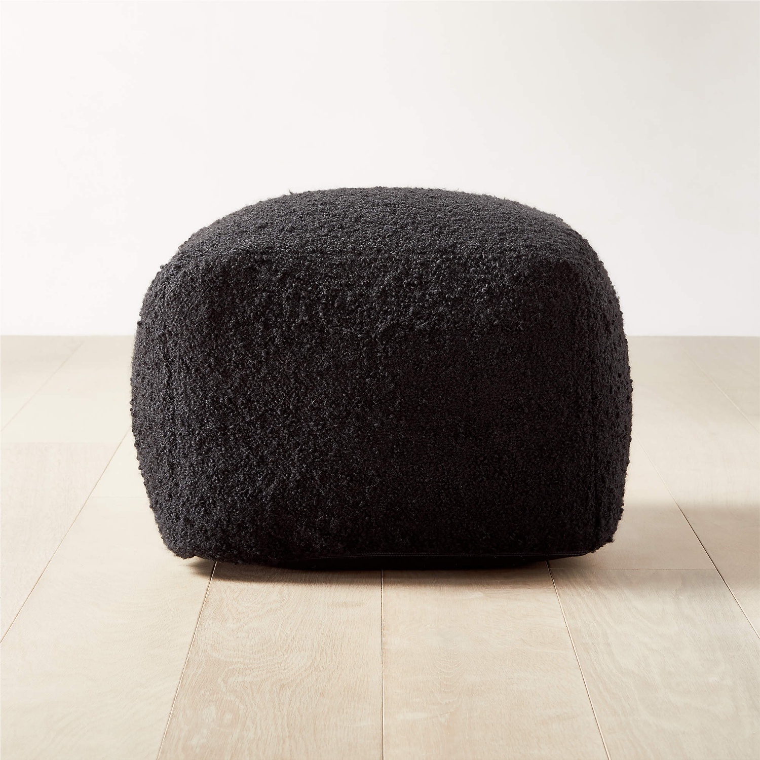 CB2 Black Boucle Pouf - AptDeco