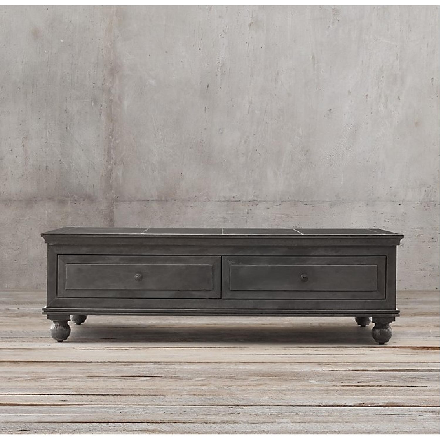 Restoration Hardware Annecy Metal Wrapped Coffee Table - AptDeco