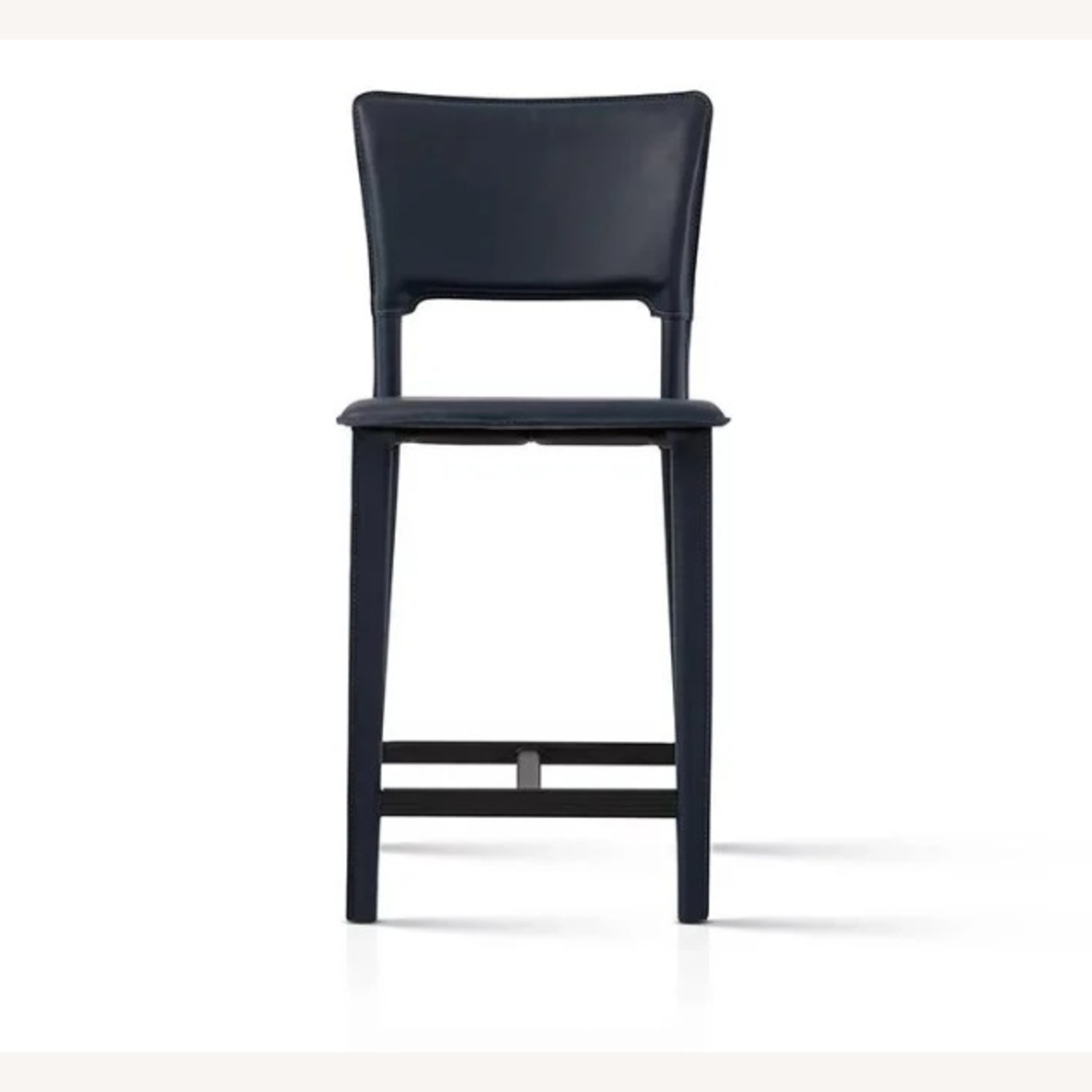 Maria Yee Black Leather Bar Stool - AptDeco
