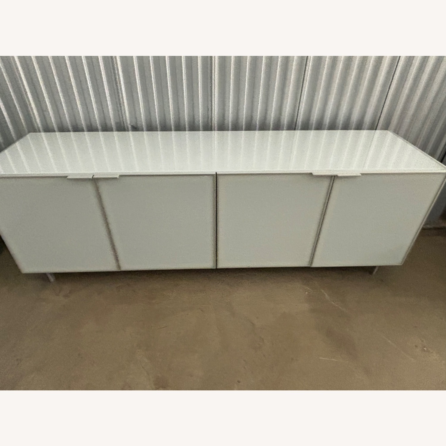 Contemporary White Glass Buffet/ Sideboard - AptDeco