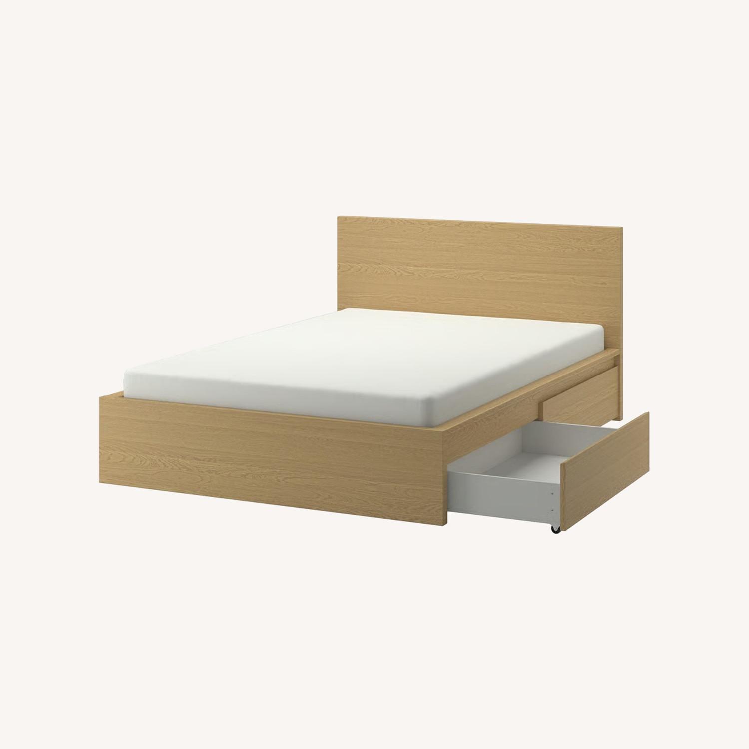 IKEA MALM Queen Bed with 2 Storage Boxes - AptDeco