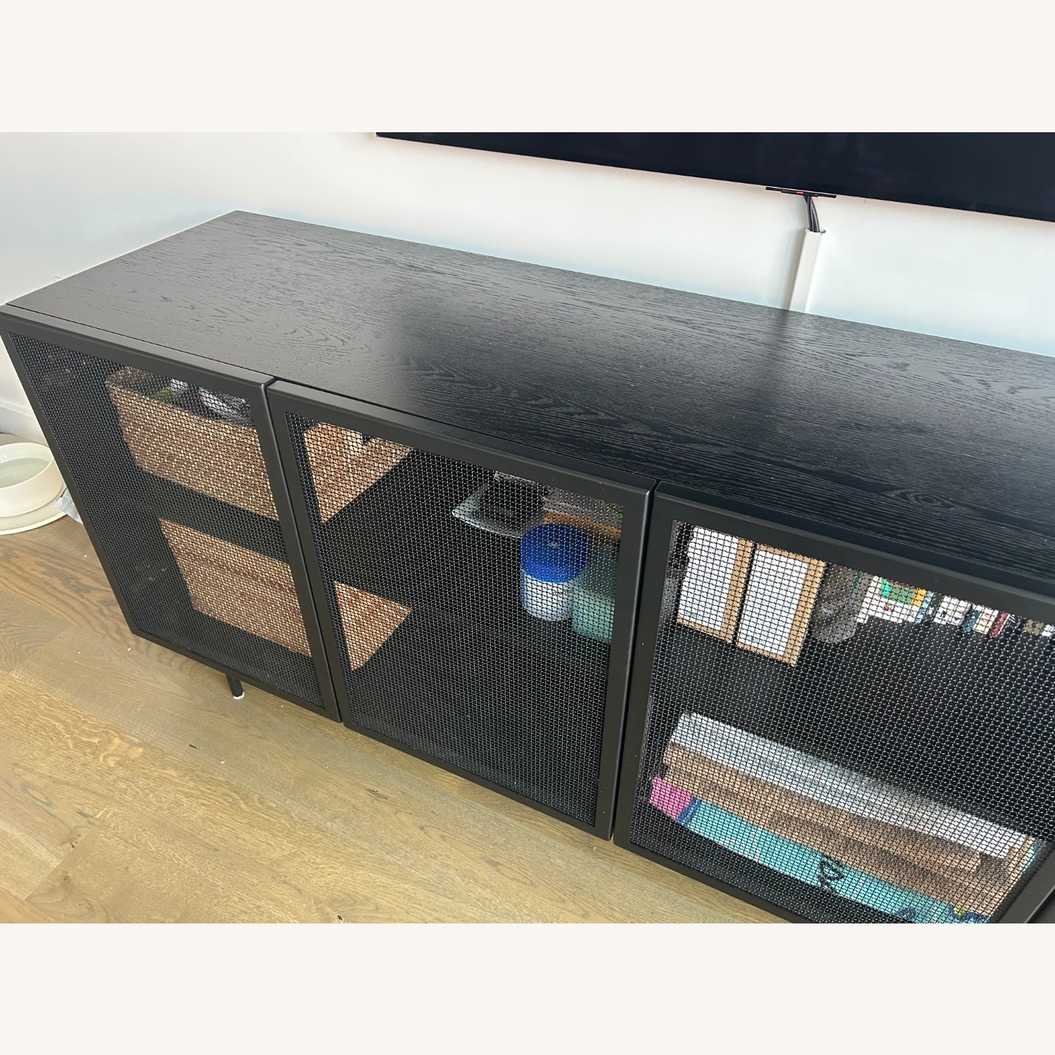 CB2 Trace 71 inch Trace Black Wire Mesh Credenza - AptDeco