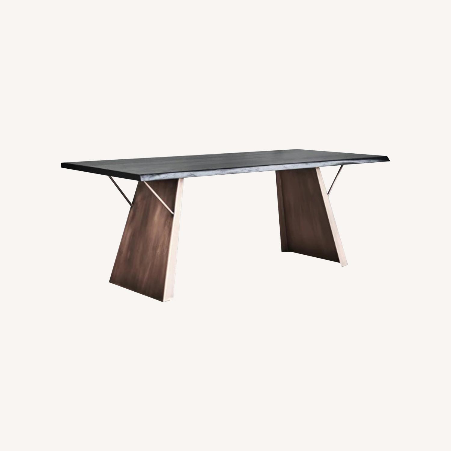 Ross Dining Table Zentique Copper Base&Black Wood Top - AptDeco