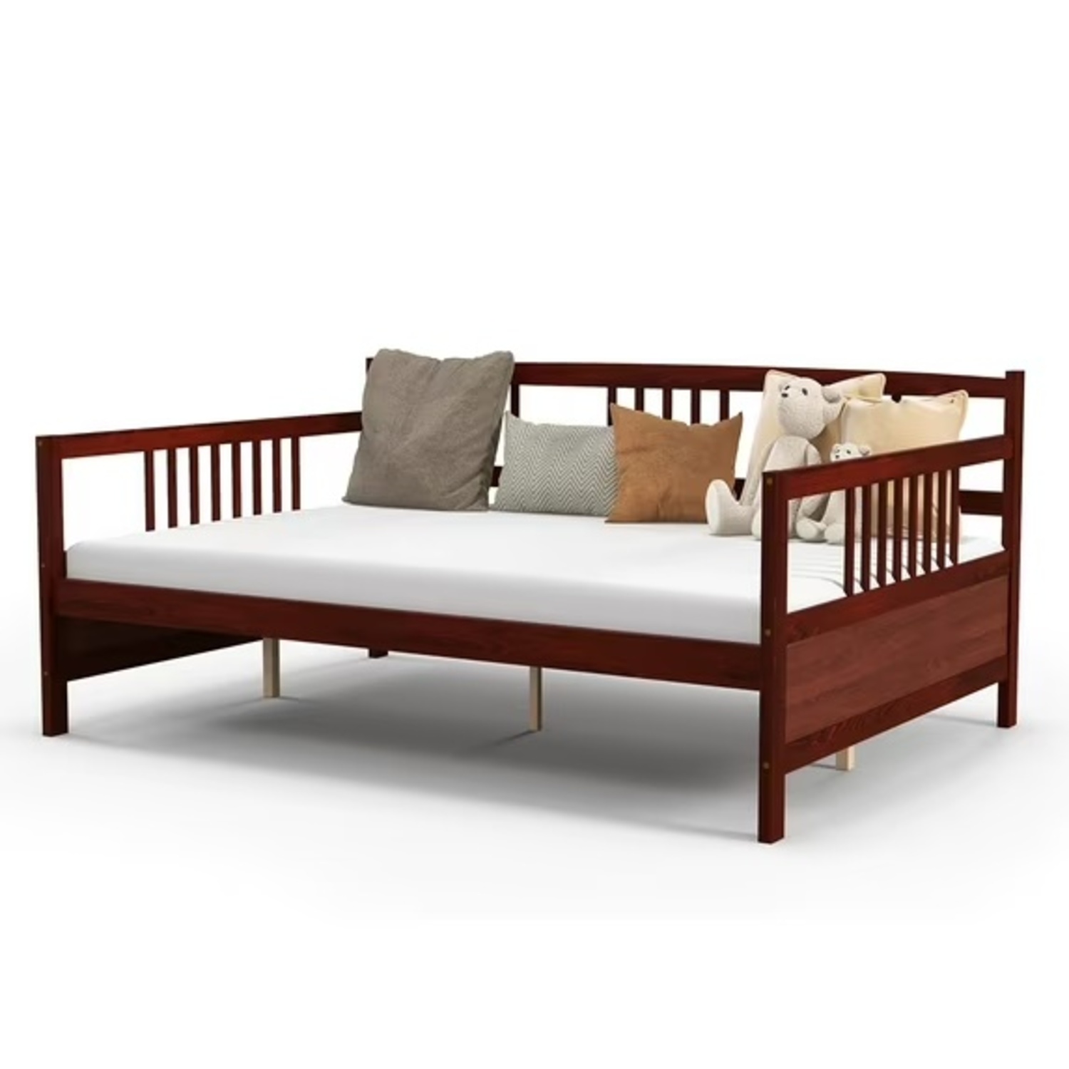 Costway Wooden Full Daybed with Storage, Cherry - AptDeco