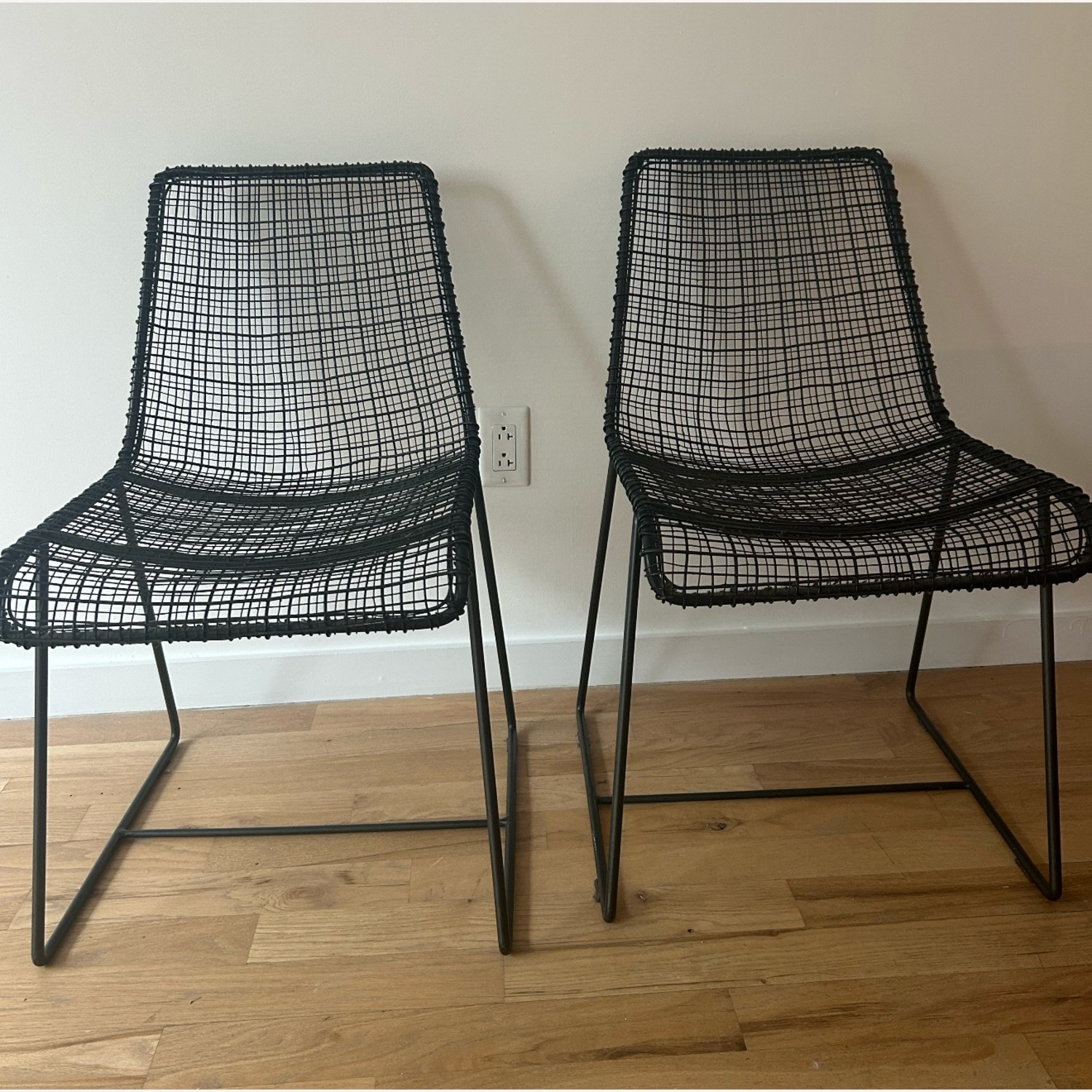 Pair of CB2 Black Sonoma Wire Chairs - AptDeco