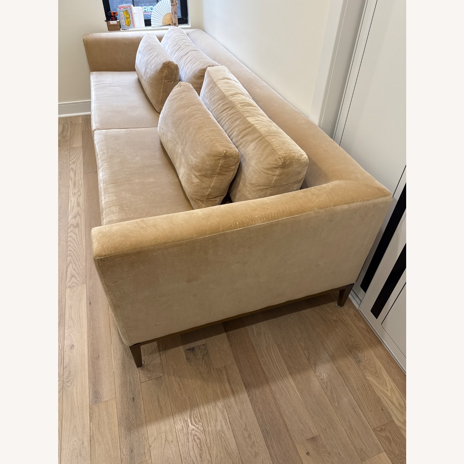 RH Italia Taper Arm Sofa (Camel Velvet) - AptDeco