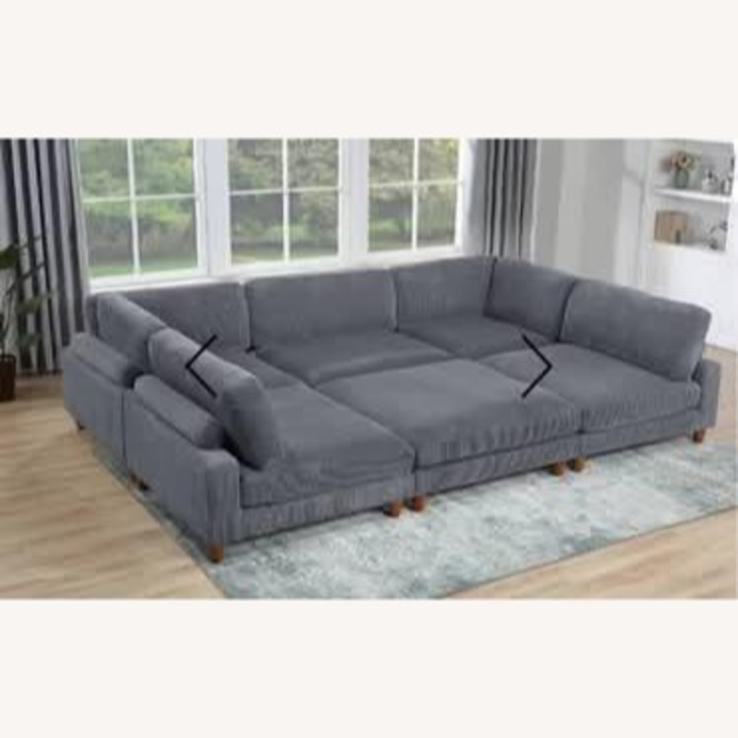 Dark Grey 135" Wide- Modular Pit Sectional- 6pc - AptDeco