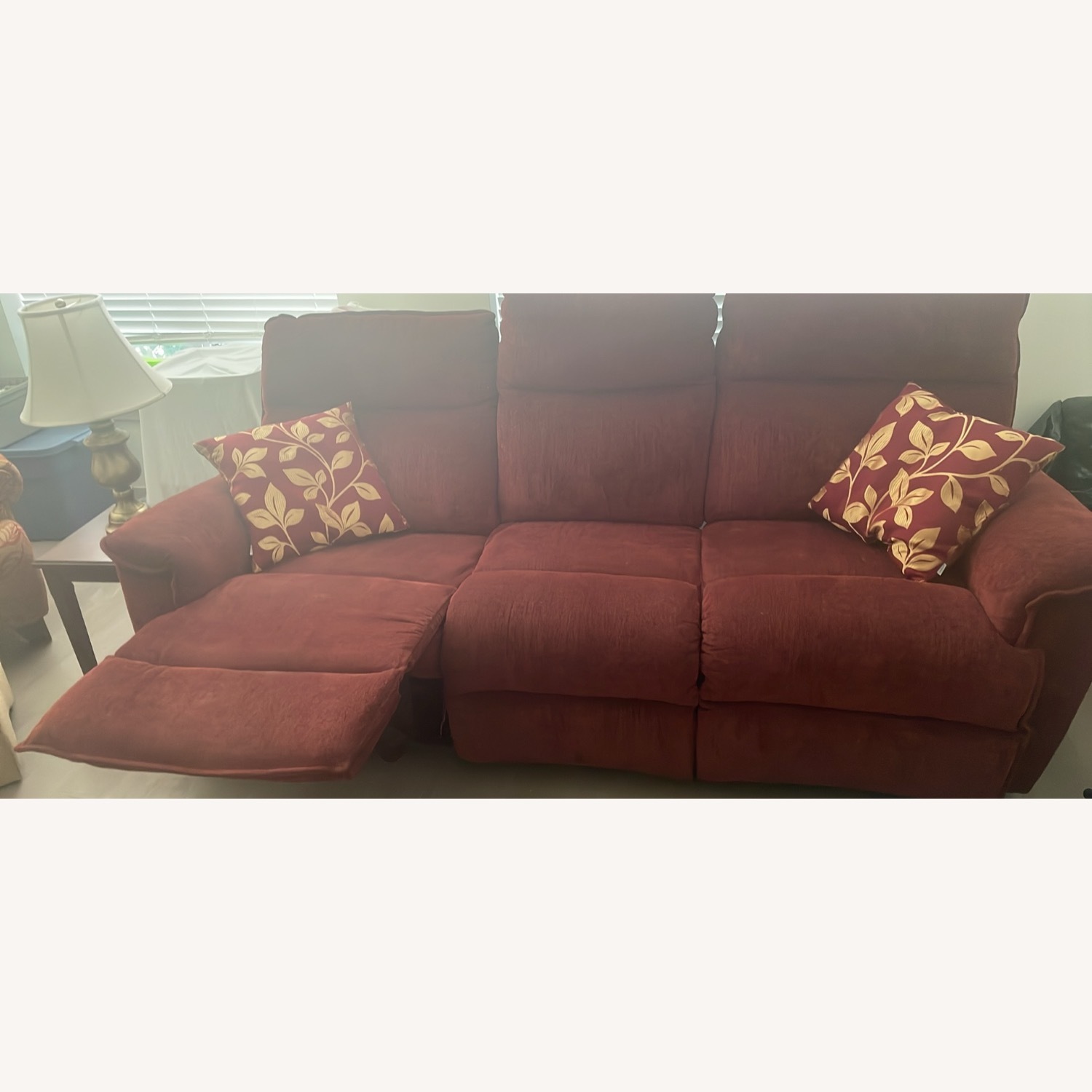Maroon Recliner Couch - AptDeco