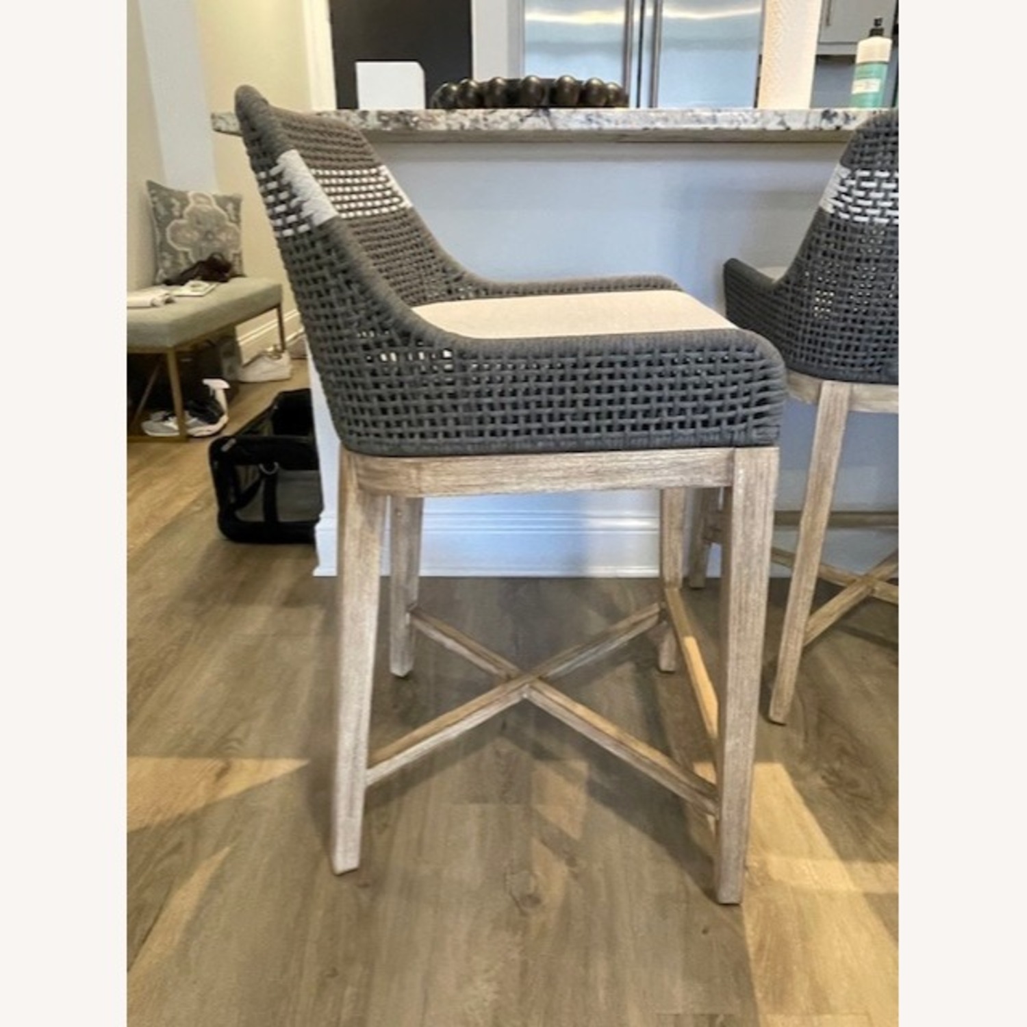 Tapestry Woven Counter Stool - AptDeco