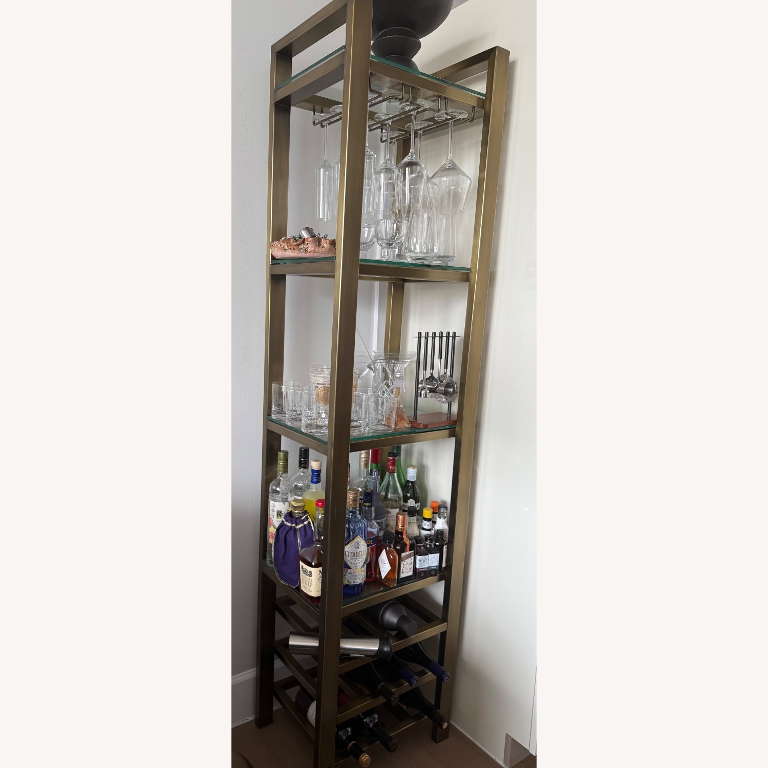 Crate & Barrel Pilsen Brass Modular Wine Tower - AptDeco
