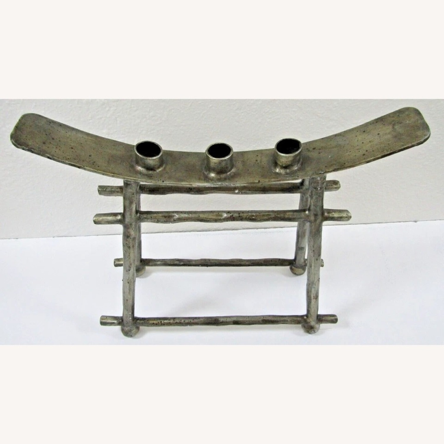 Pair Iron Camel Saddle Three Candle Holder Stands - AptDeco