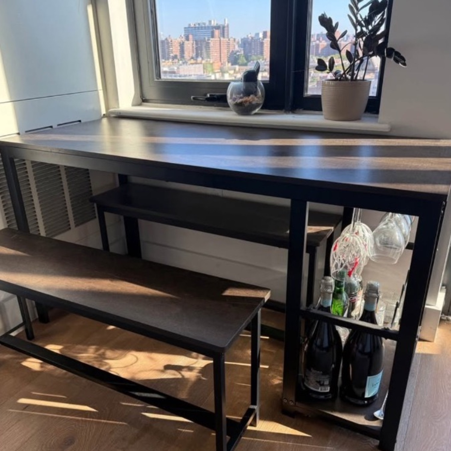 Buffet/Bar Dining Table with Benches - AptDeco