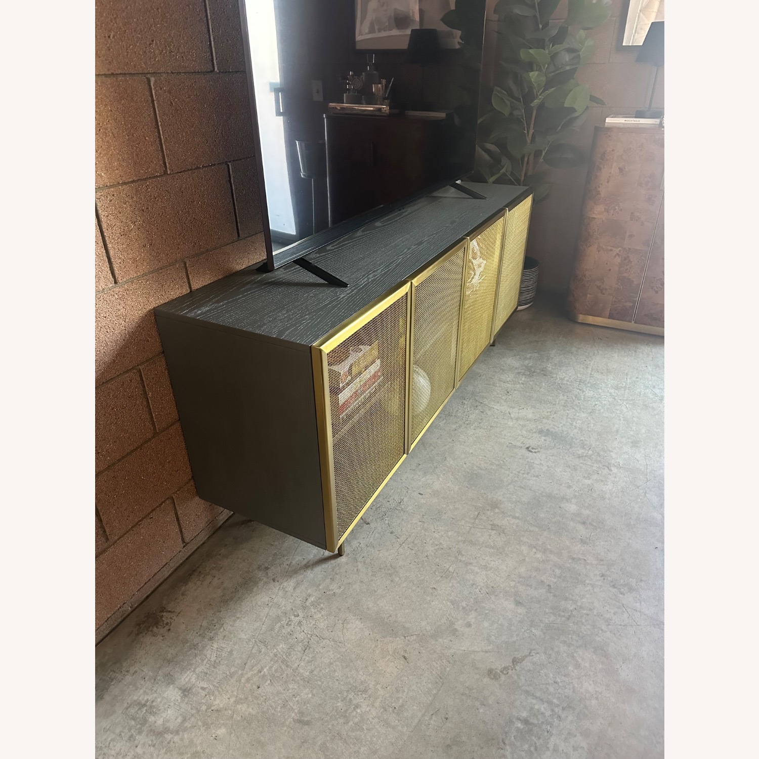 CB2 Trace 71" Brass Wire Mesh Credenza - AptDeco