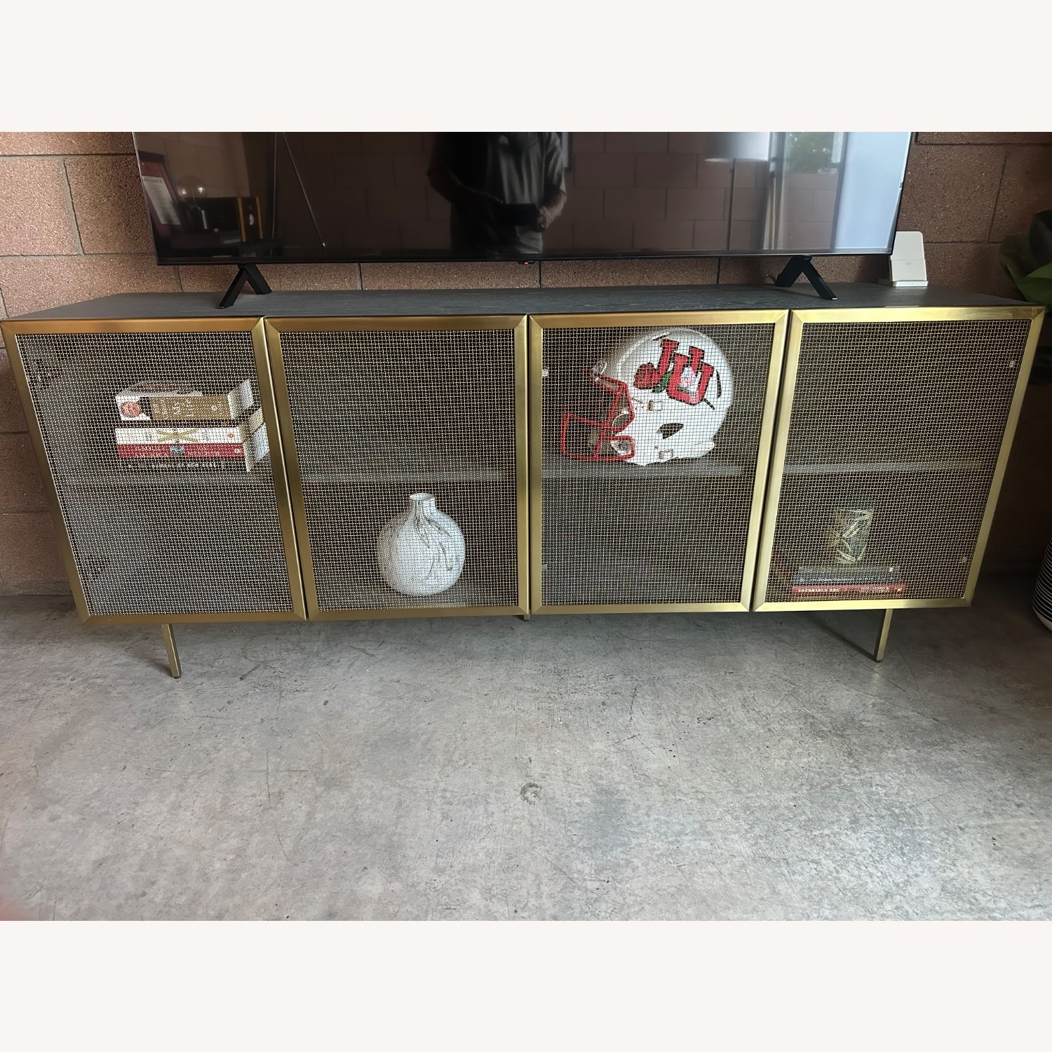 CB2 Trace 71" Brass Wire Mesh Credenza - AptDeco