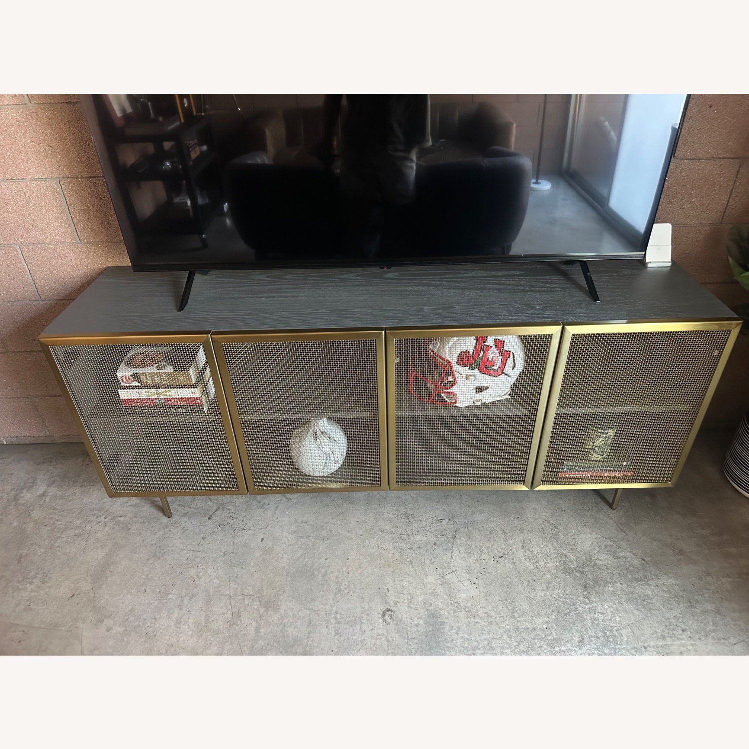 CB2 Trace 71" Brass Wire Mesh Credenza - AptDeco