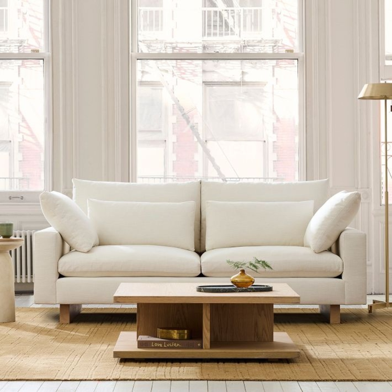 West Elm Harmony 82 inch Sofa in Ocean Velvet - AptDeco
