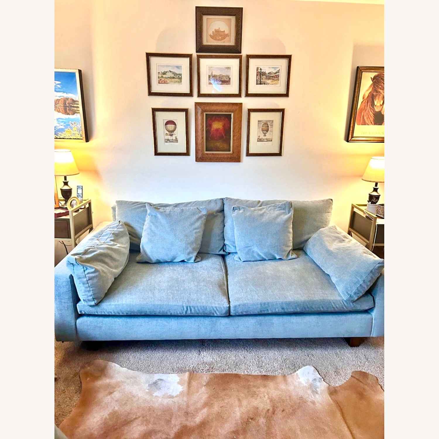 West Elm Harmony 82 inch Sofa in Ocean Velvet - AptDeco