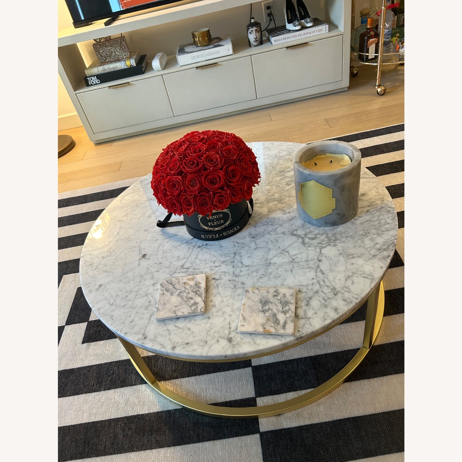 CB2 Marble 30” Coffee Table - AptDeco