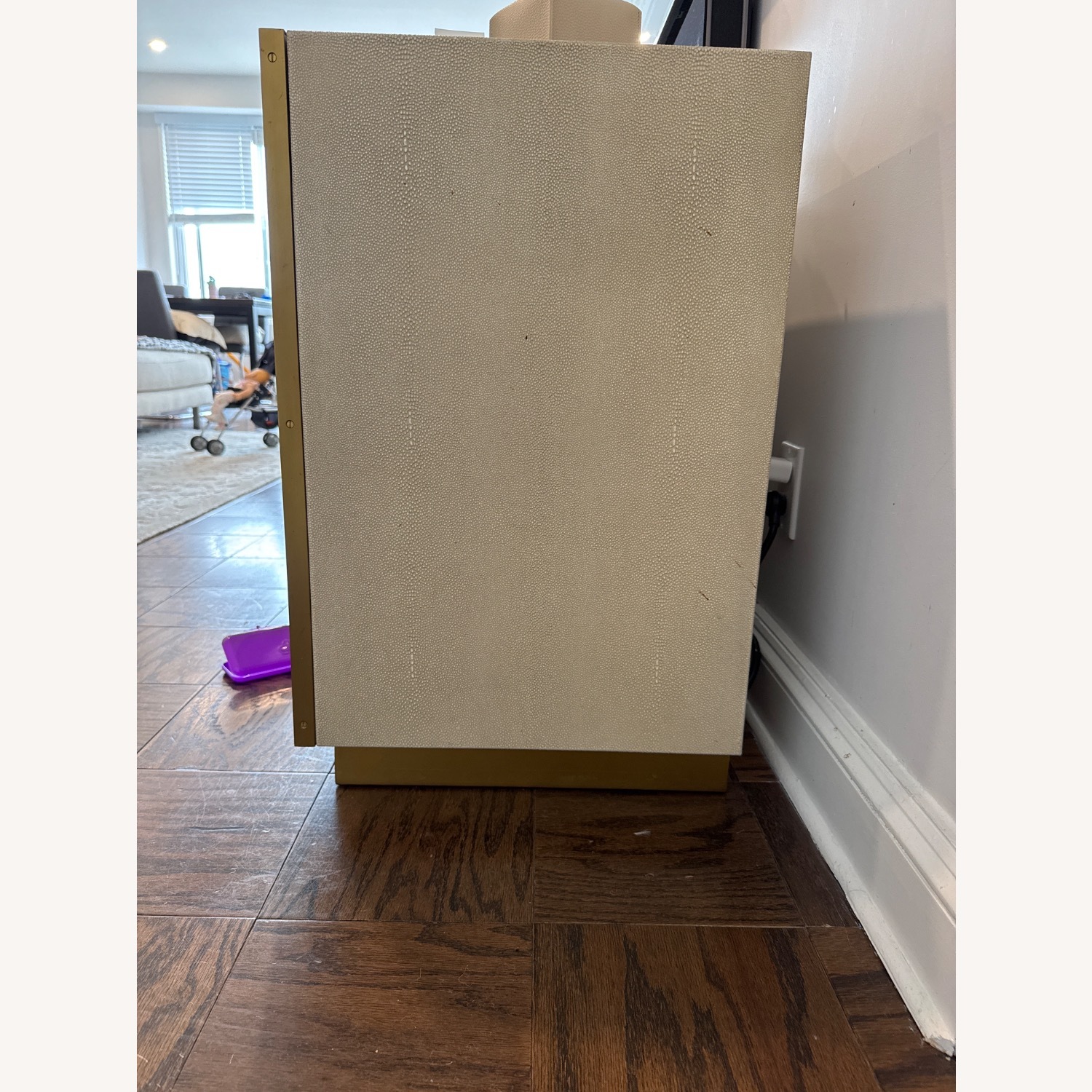 RH Cela Shagreen Glass 4-Door Media Console - AptDeco