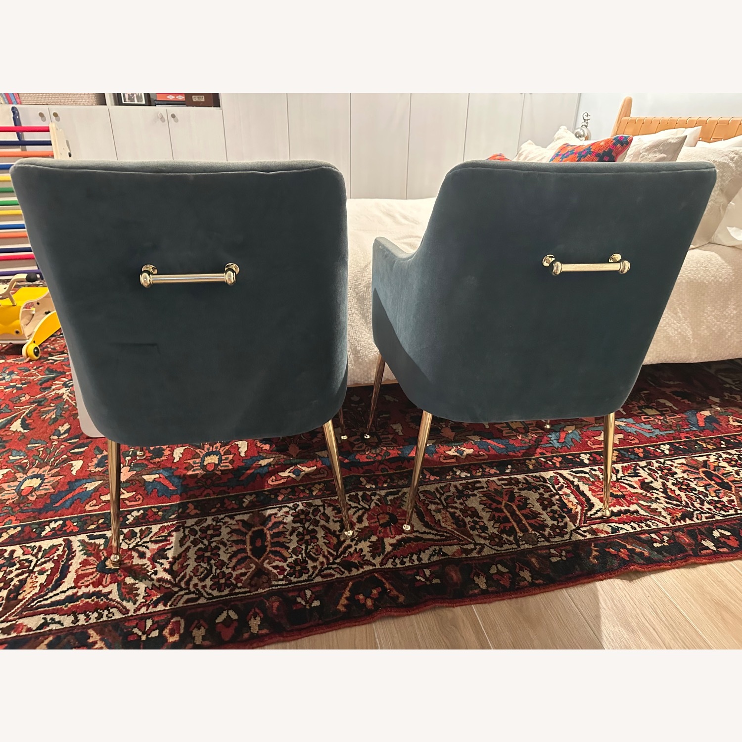 Set of 2 Anthropologie Marine Velvet Dining Chairs - AptDeco