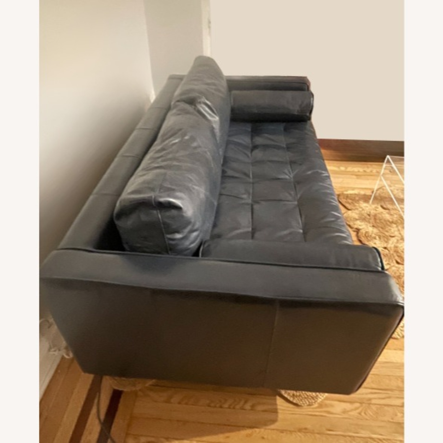 Interior Define Blue Leather 2 Seater Sofa - AptDeco