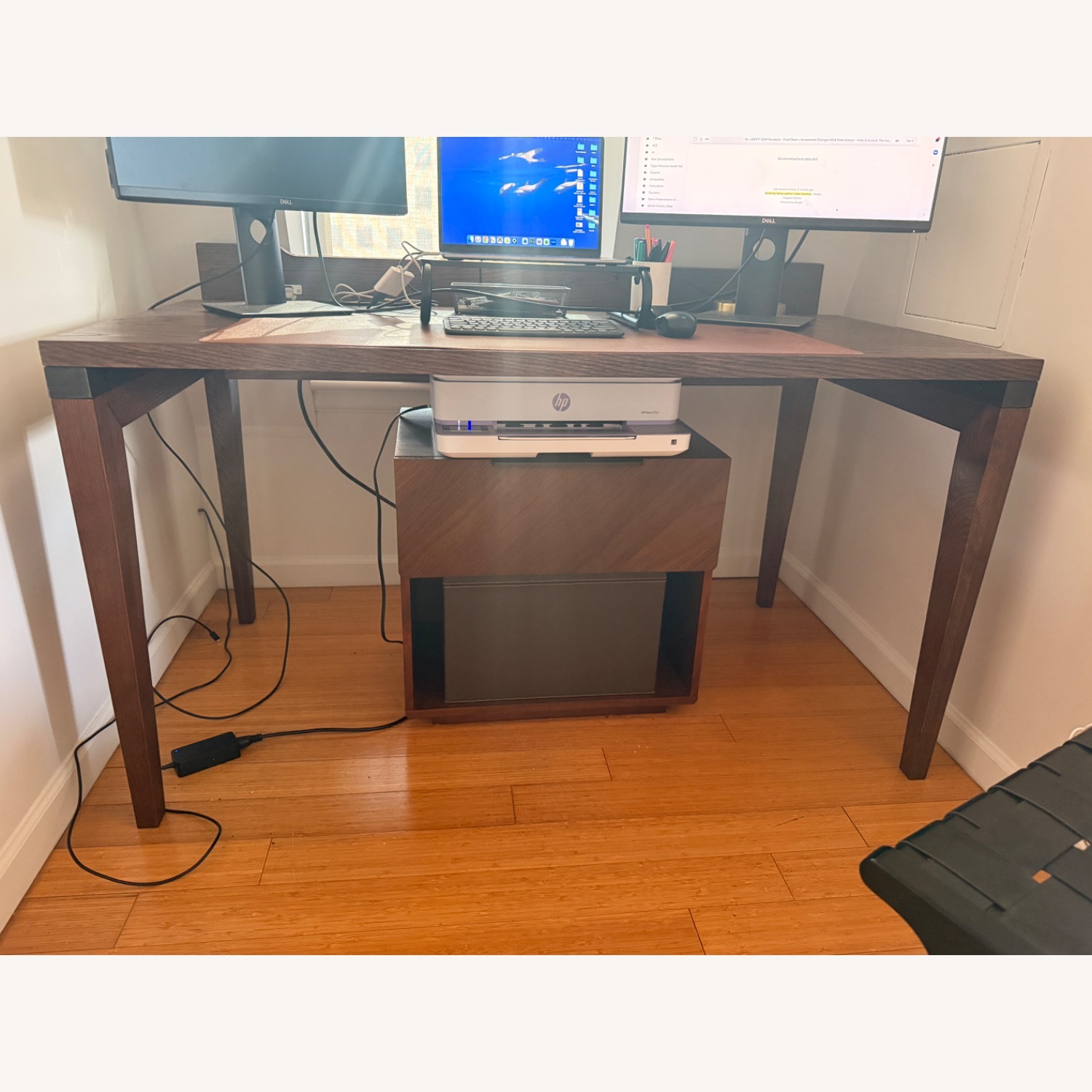 Article Madera 54” Desk Dark Brown Wood Desk - AptDeco