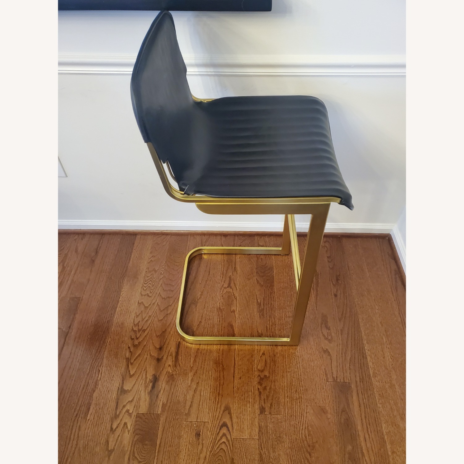 CB2 Rake Black Leather Bar Stool - AptDeco