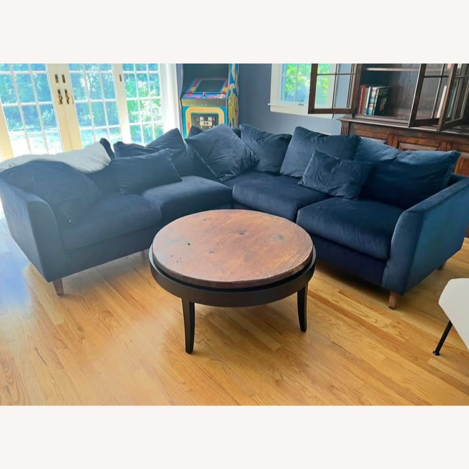 Interior Define Owens Blue Velvet Sectional - AptDeco