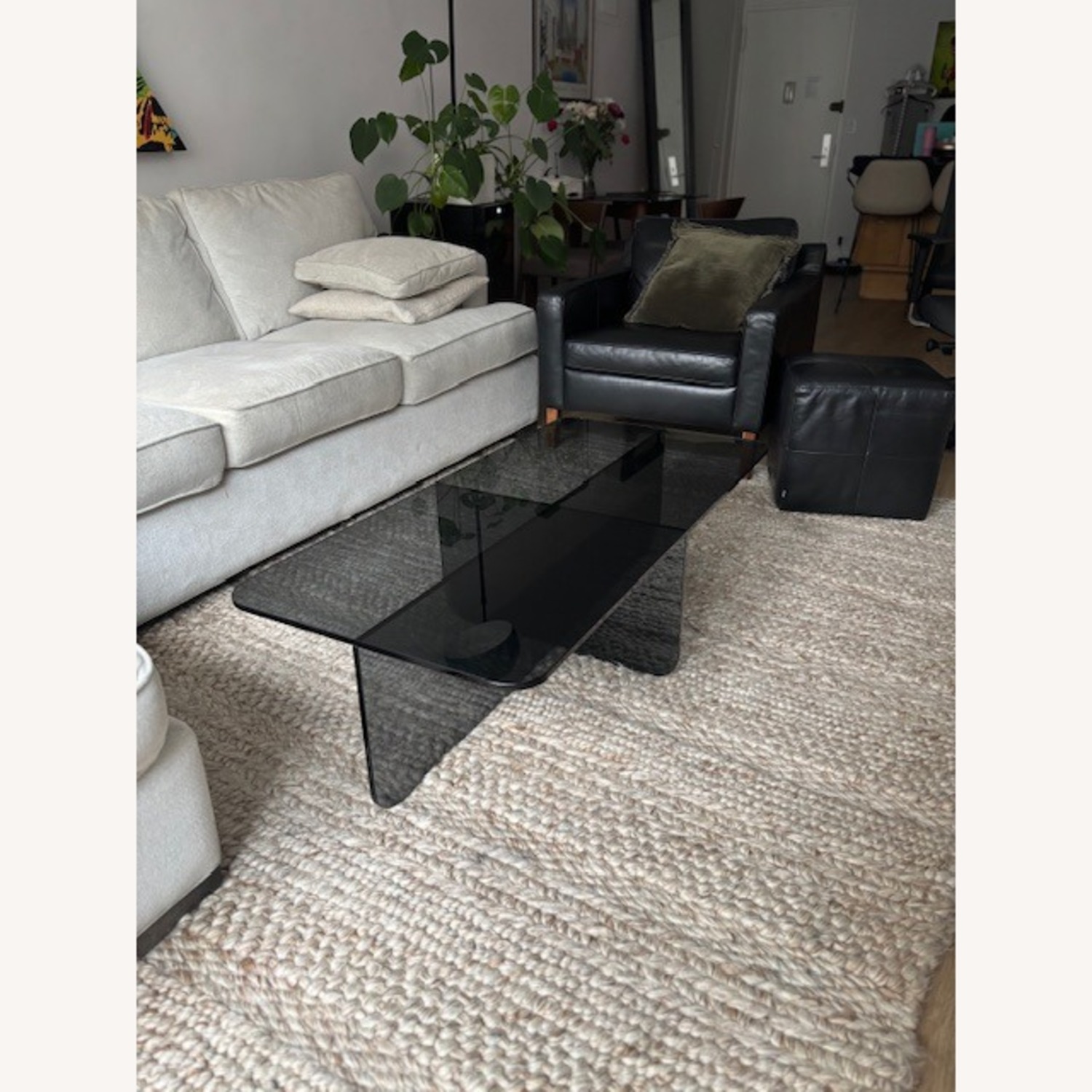 EQ3 Dark Rectangular Glass Coffee Table - AptDeco