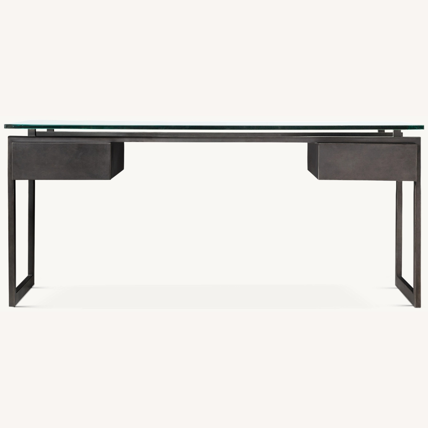 Restoration Hardware Bronze Desk w Glass Top - AptDeco