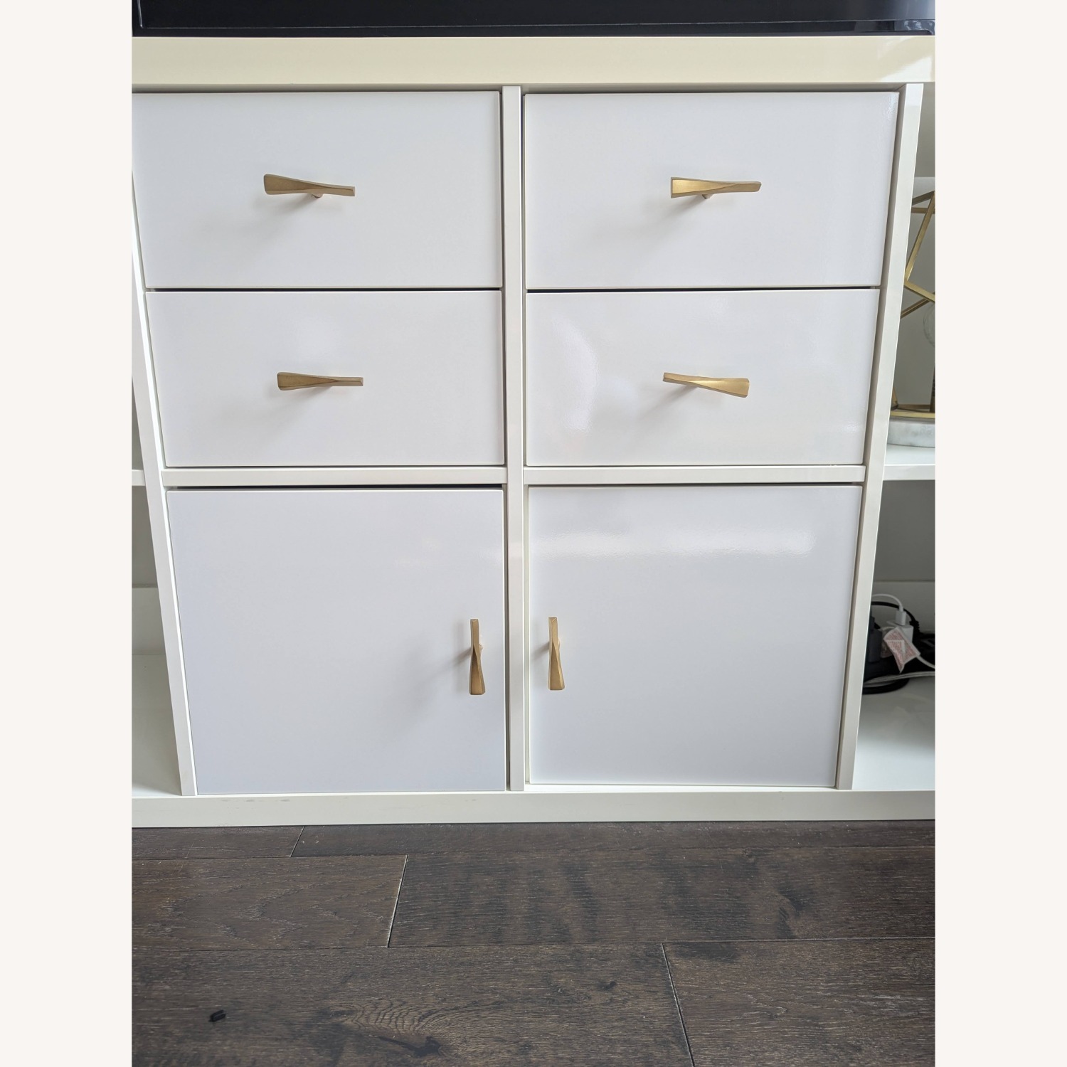 IKEA Kallax White Bookcase with CB2 Knobs - AptDeco