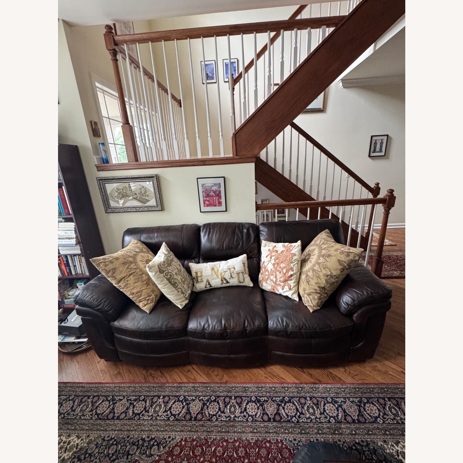 Dark Brown Leather Sofa - AptDeco